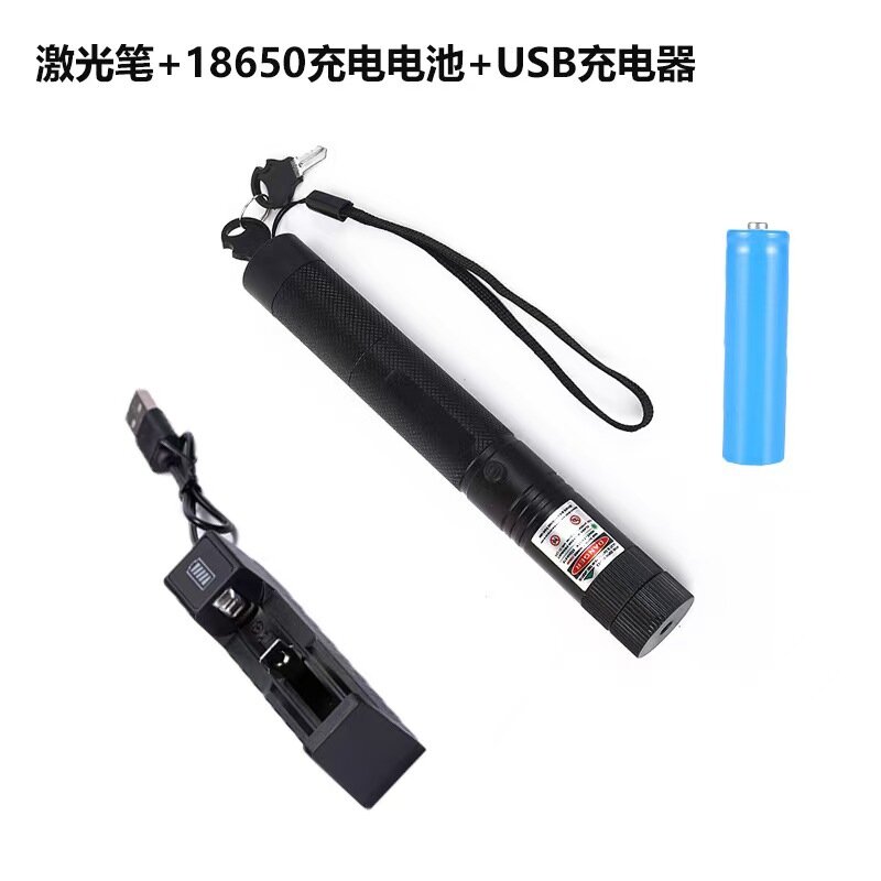 303 мощный лазерный фонарик красный зеленый внешний лазерный фонарик Черный корпус + аккумулятор + зарядное устройство