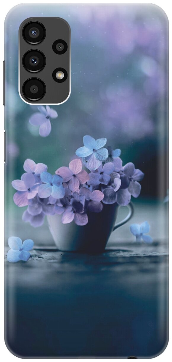 Силиконовый чехол Синие цветы в чашке на Samsung Galaxy A13 4G / Самсунг А13 4Г