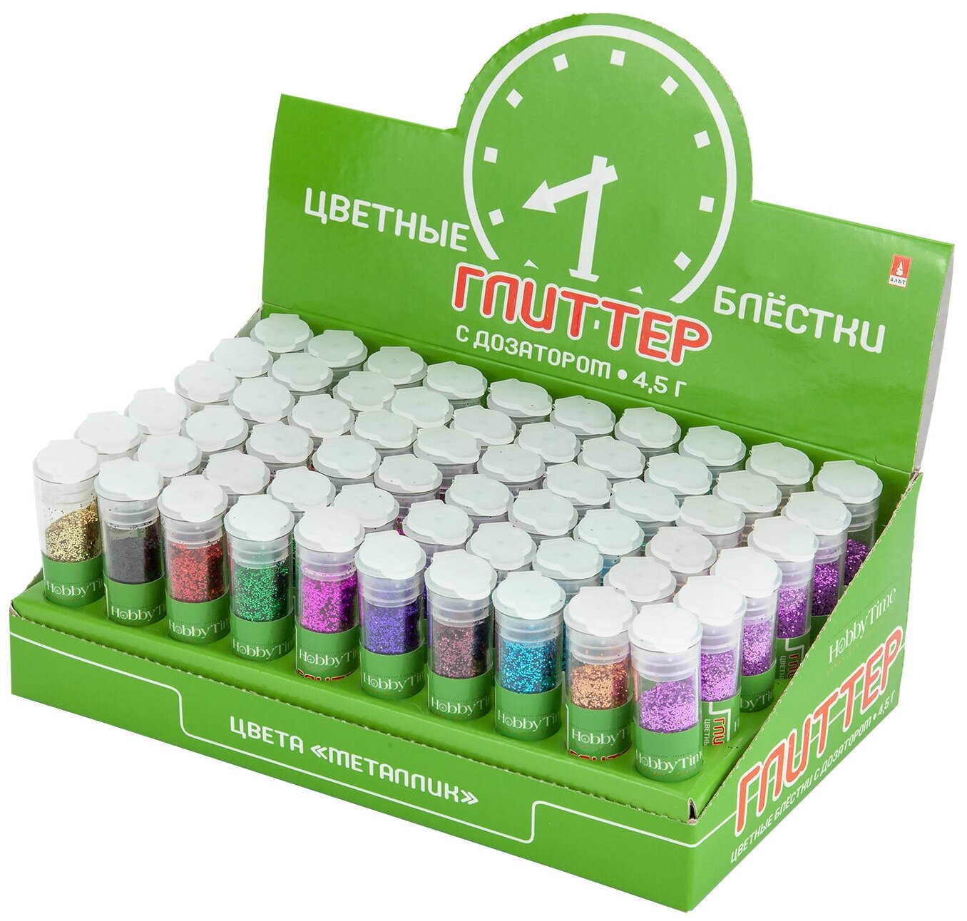 Глиттер для декора, С дозатором, 4,5 Г, цветовая гамма №2 ( 10 цветов ), Арт. 2-305/02