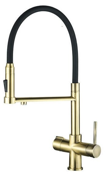 Смеситель под фильтр ZorG Steel Hammer SH 2003 BRONZE бронза, черный гибкий излив, струя-душ