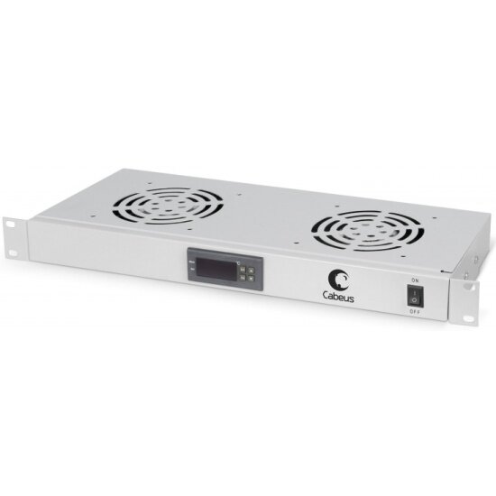 Модуль вентиляторный Cabeus JG02, 2 вентилятора, с цифровым термодатчиком, серый