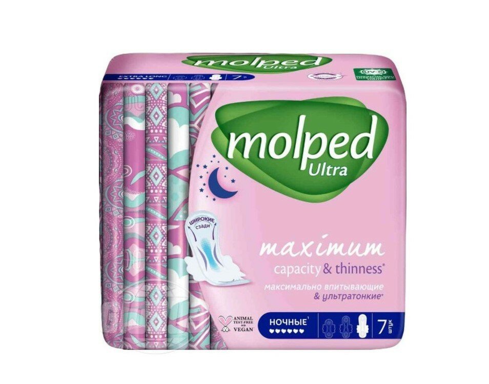 Molped прокладки женские гигиенические с крылышками ночные Ultra 7шт