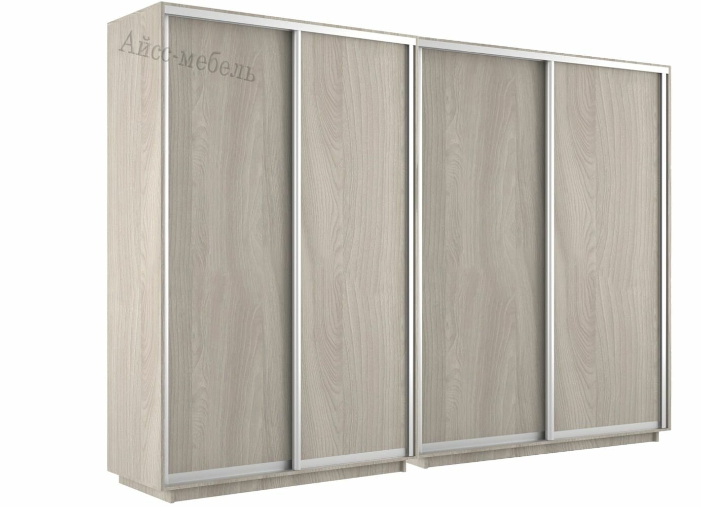 Система из двух шкафов-купе 2,8 Экспресс 4-х дверный 280 х 220 х 45 ЛДСП Ясень шимо светлый