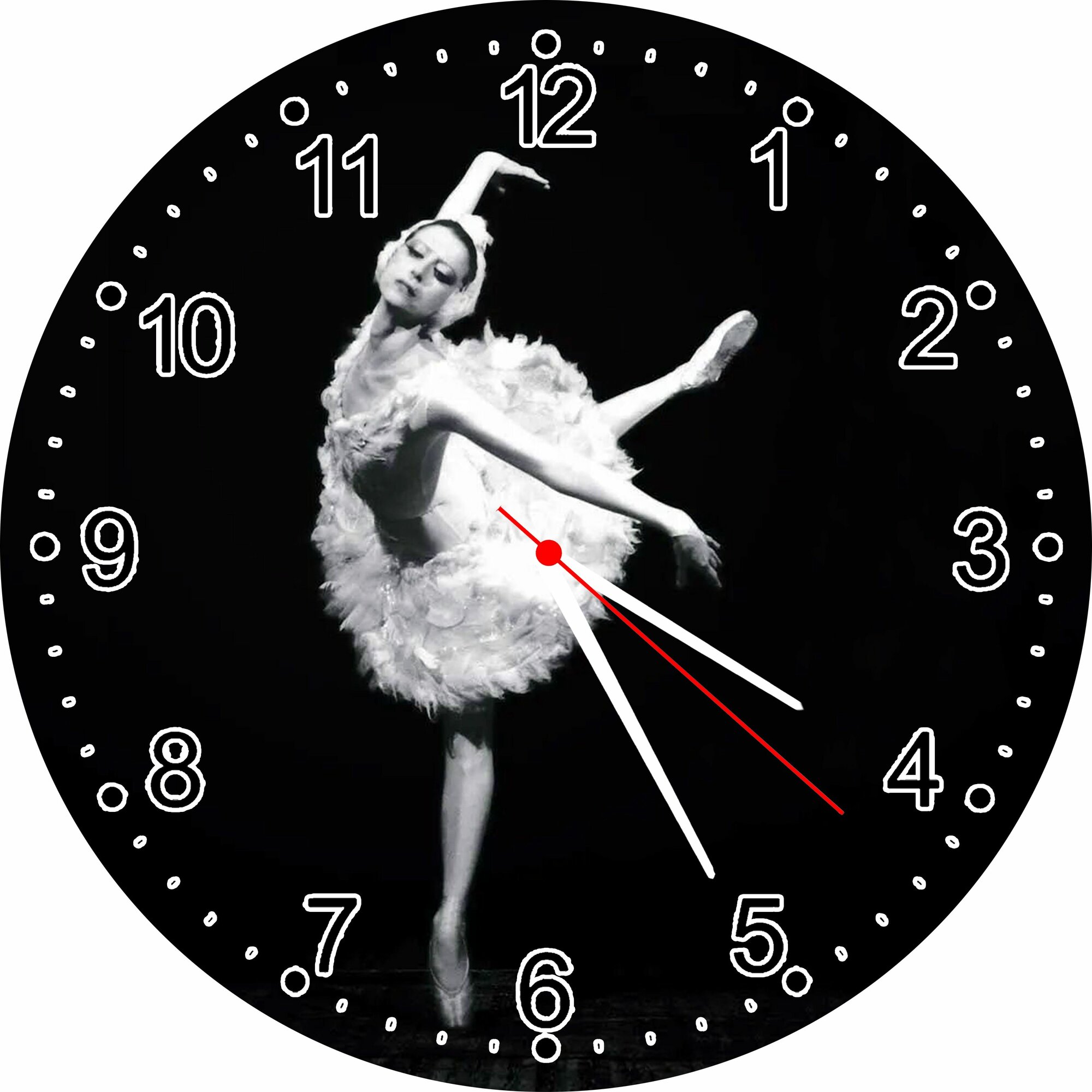 Прима балерина Майя Плисецкая Несравненная/Лебединое озеро/ Большой театр/Балет/Часы из древесины прессованной (МДФ) D - 27 см, толщина 5 мм, Настенные и Настольные, с подставкой в комплекте/ Прекрасные, Уникальные, Авторские, Эксклюзивные, бесшумные