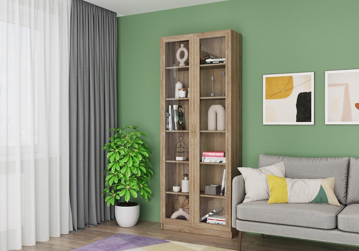 Книжный шкаф МебельЛэнд24 Карлос - 6 Дуб Сонома 80x29x203 дуб светлый