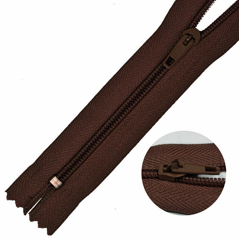 Молния брючная 20см (молния для брюк) полуавтомат н/р цв. коричневый (10 штук)