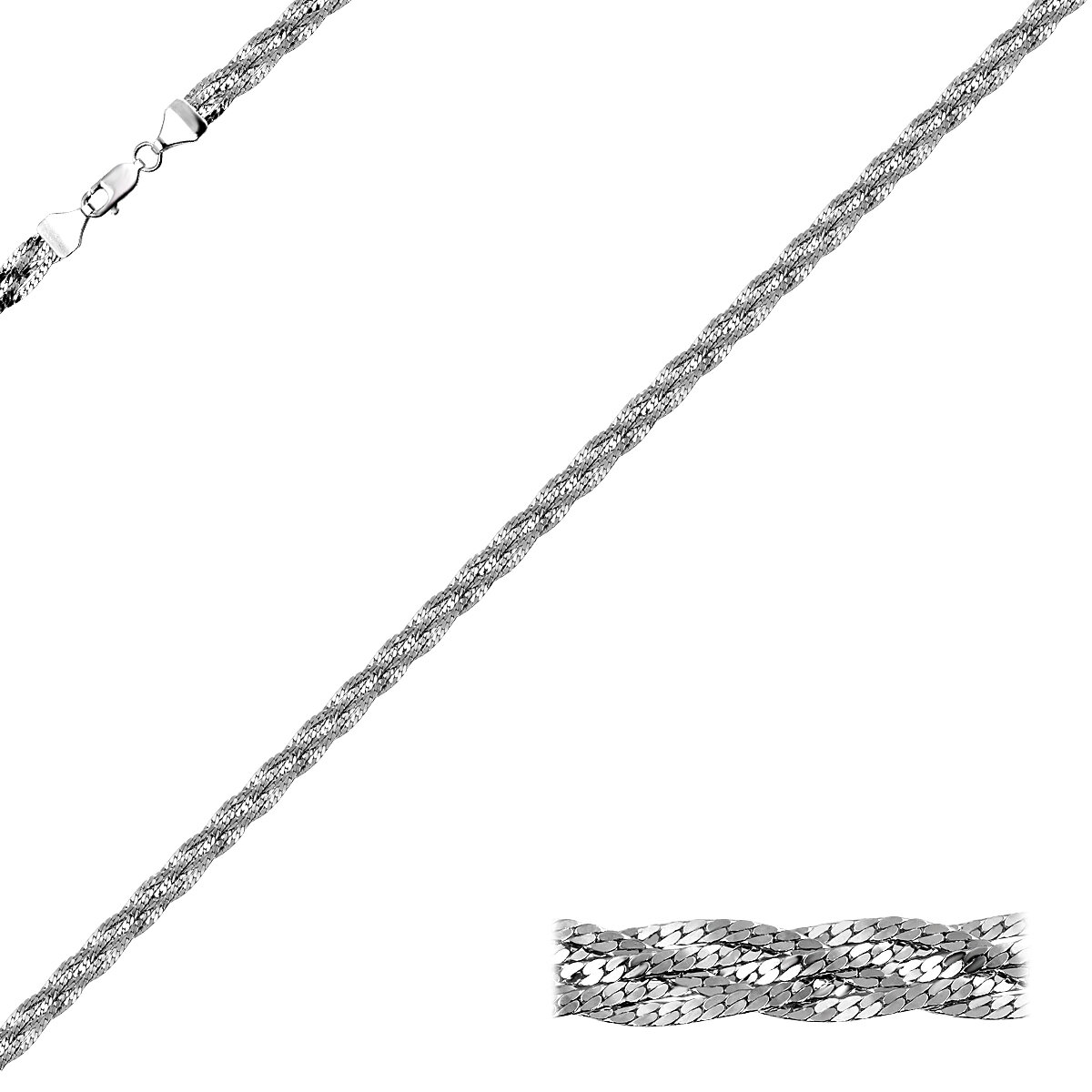 Цепь серебро, 925 проба, родирование