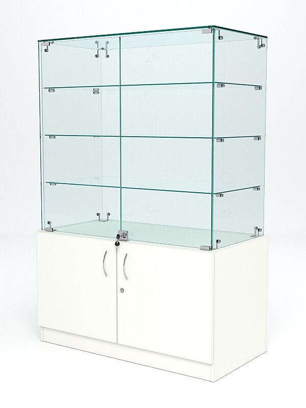 Витрина стеклянная "истра" островная №321 (с дверками, фасад - стекло), Белый