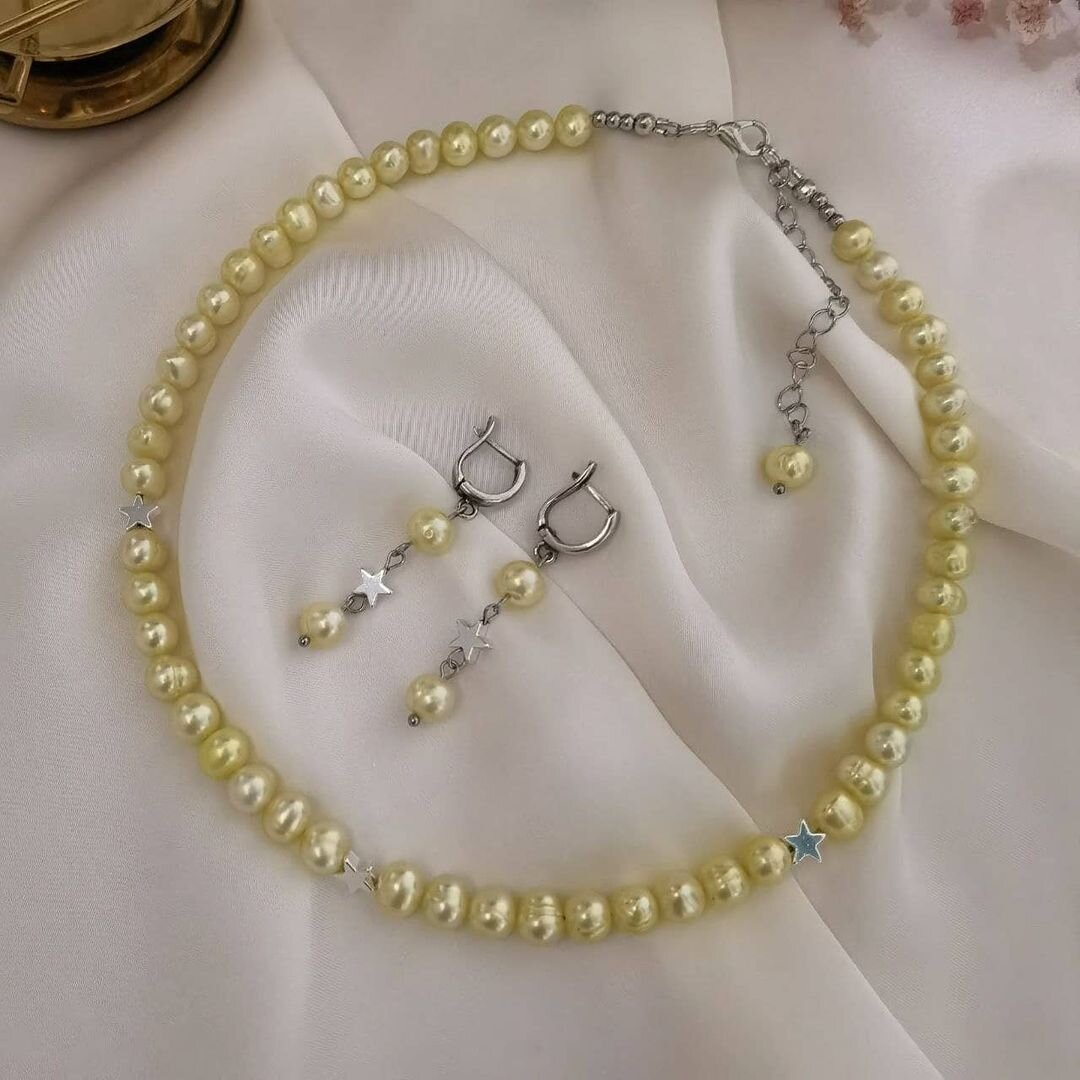 Комплект бижутерии: серьги, колье, жемчуг культивированный, гематит