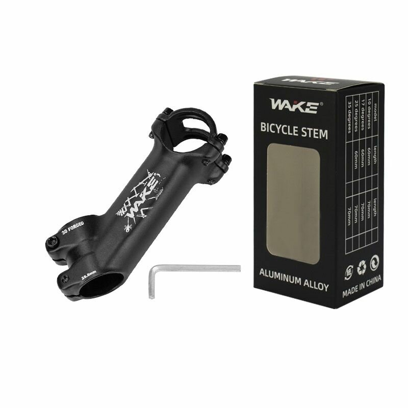 Вынос руля Wake для велосипеда 31.8 мм из алюминиевого сплава 6061 Т6, черный, длина 100 мм, подъем 35 градусов
