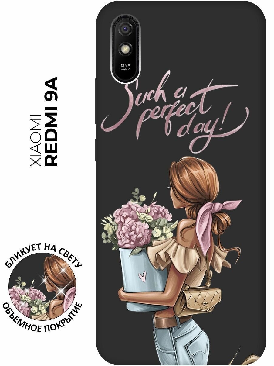 Матовый чехол Suach a Perfect Day! для Xiaomi Redmi 9A / Сяоми Редми 9А с 3D эффектом черный