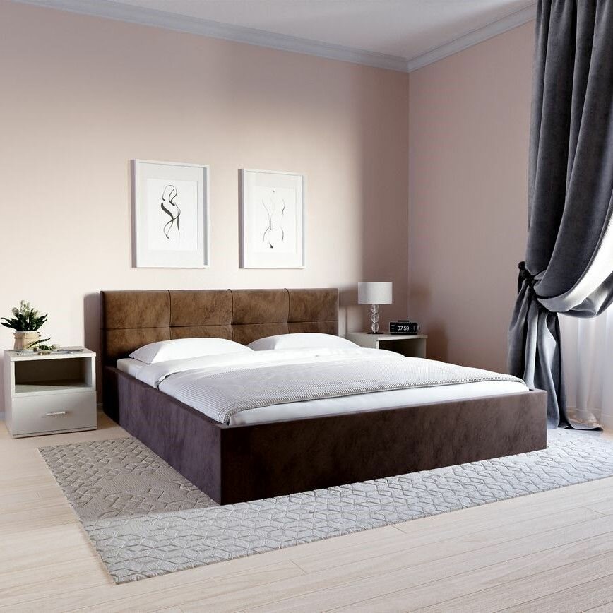 Кровать с подъемным механизмом NS Optima Lait коричневый велюр, 160х190, без ножек