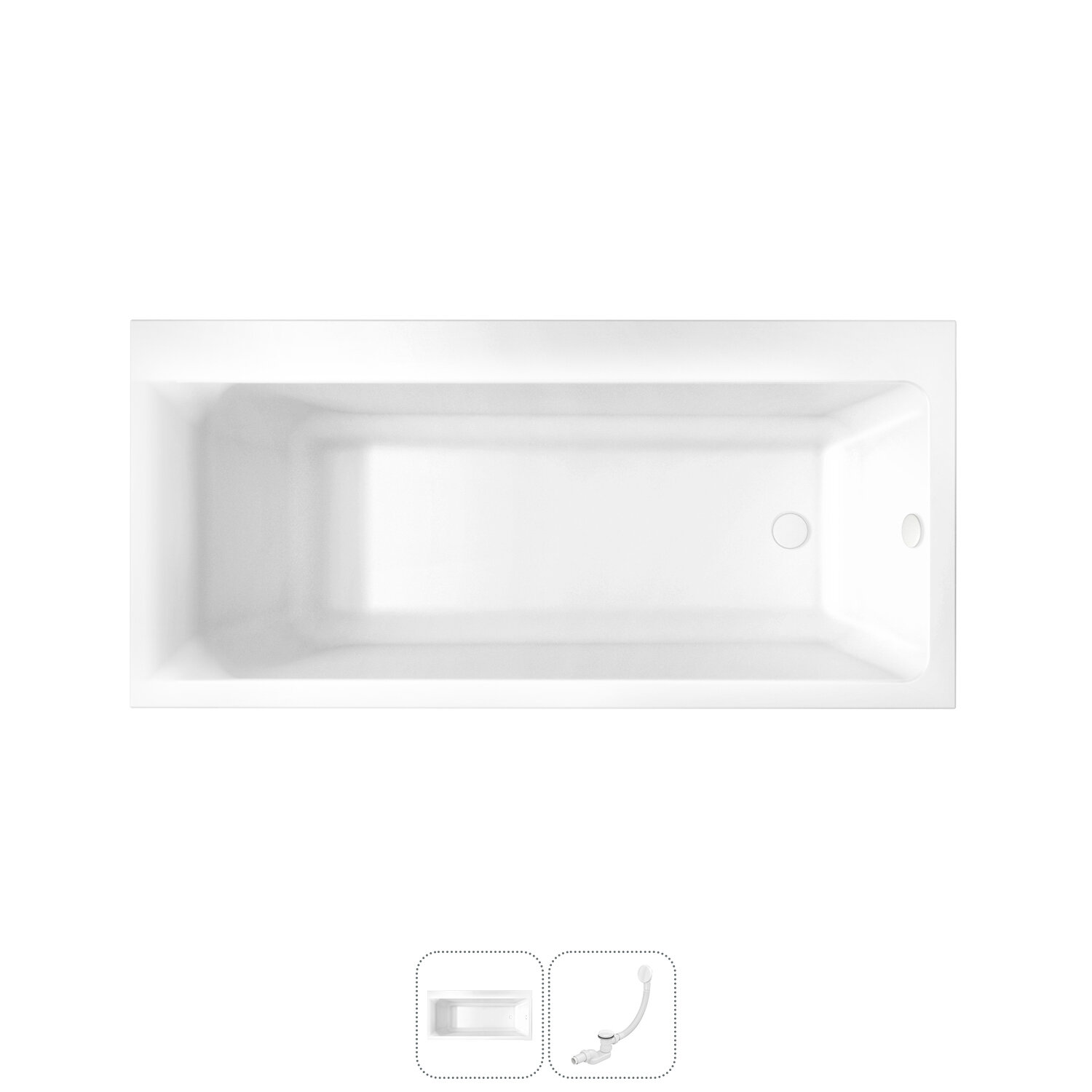 Акриловая ванна 170x80 Lavinia Boho Catani 202010781 в наборе 2 в 1: угловая ванна акриловая 170 x 80 см (правый разворот), слив-перелив