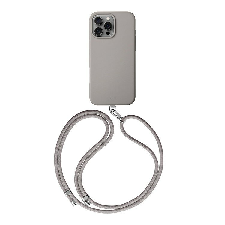 Uniq силиконовый чехол со шнурком для iPhone 16 Pro Max, COEHL CREME Taupe Grey (MagSafe)