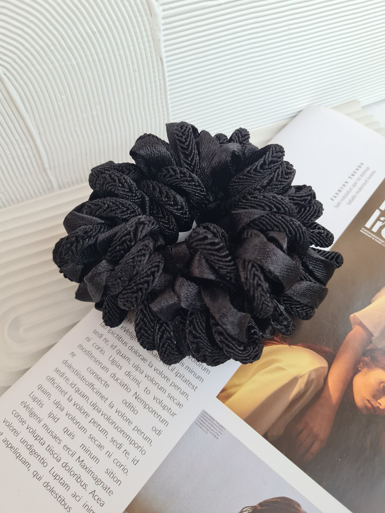 Резинка для волос SUNRISE, женская, текстиль, ширина 9 см, черная