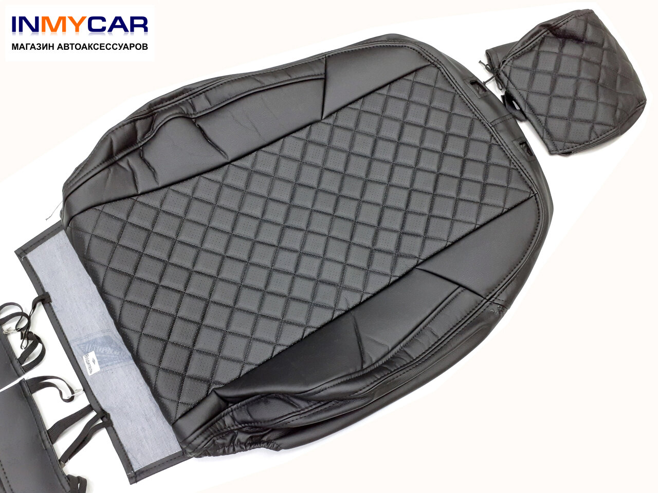 Чехлы на сидения Hyundai Solaris 2, Kia Rio 4, Solaris HS, Ромб черный