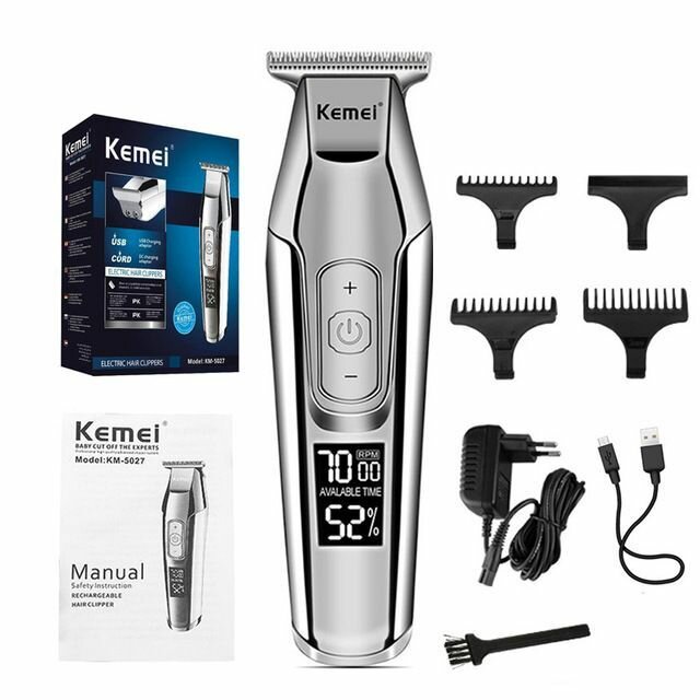 Машинка для стрижки волос Kemei с регулируемой скоростью светодиодный дисплей многофункциональный USB