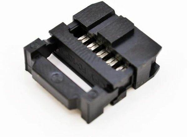 5 шт. / IDC-10F (DS1016-10), Розетка 2.54мм на шлейф 10 pin с фиксатором кабеля / Разъём FC-10P двухрядный гнездовой 2*7pin гнездо на шлейф шаг 2,54мм #38