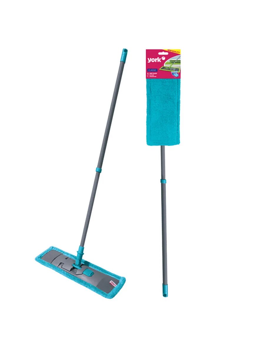 Швабра с флаундером 40 см, телескопический черенок 130 см, еврорезьба, МОП микрофибра
