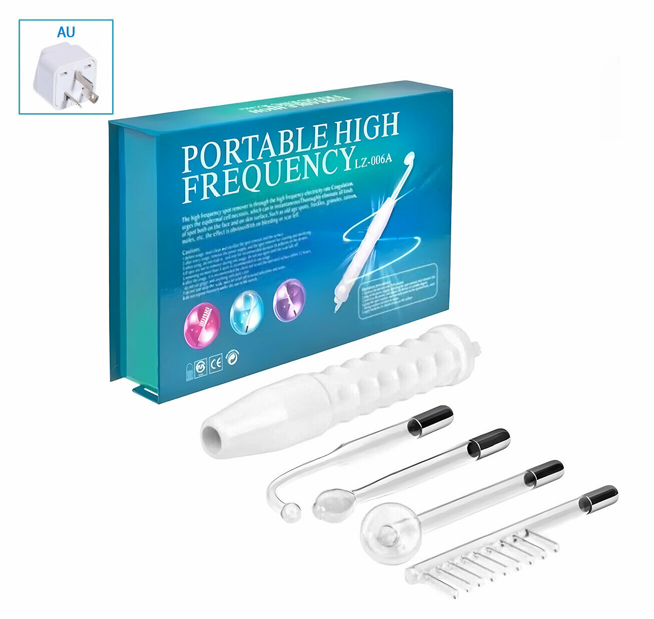 Дарсонваль с 4 насадками для волос, лица и тела, AU вилка, цвет белый