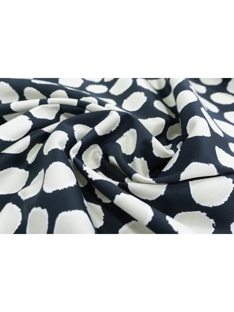 Ткань Хлопок стрейч бежевые круги на синем