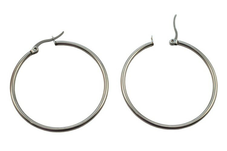 Основа для серег Кольца 39х2мм, цвет стальной, хирургическая сталь, 21-576, 1 пара