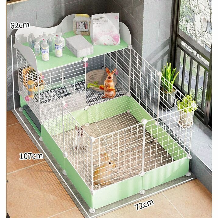Клетка для кроликов Large space villa style, 107*72*62 см, Зеленый, без светового люка