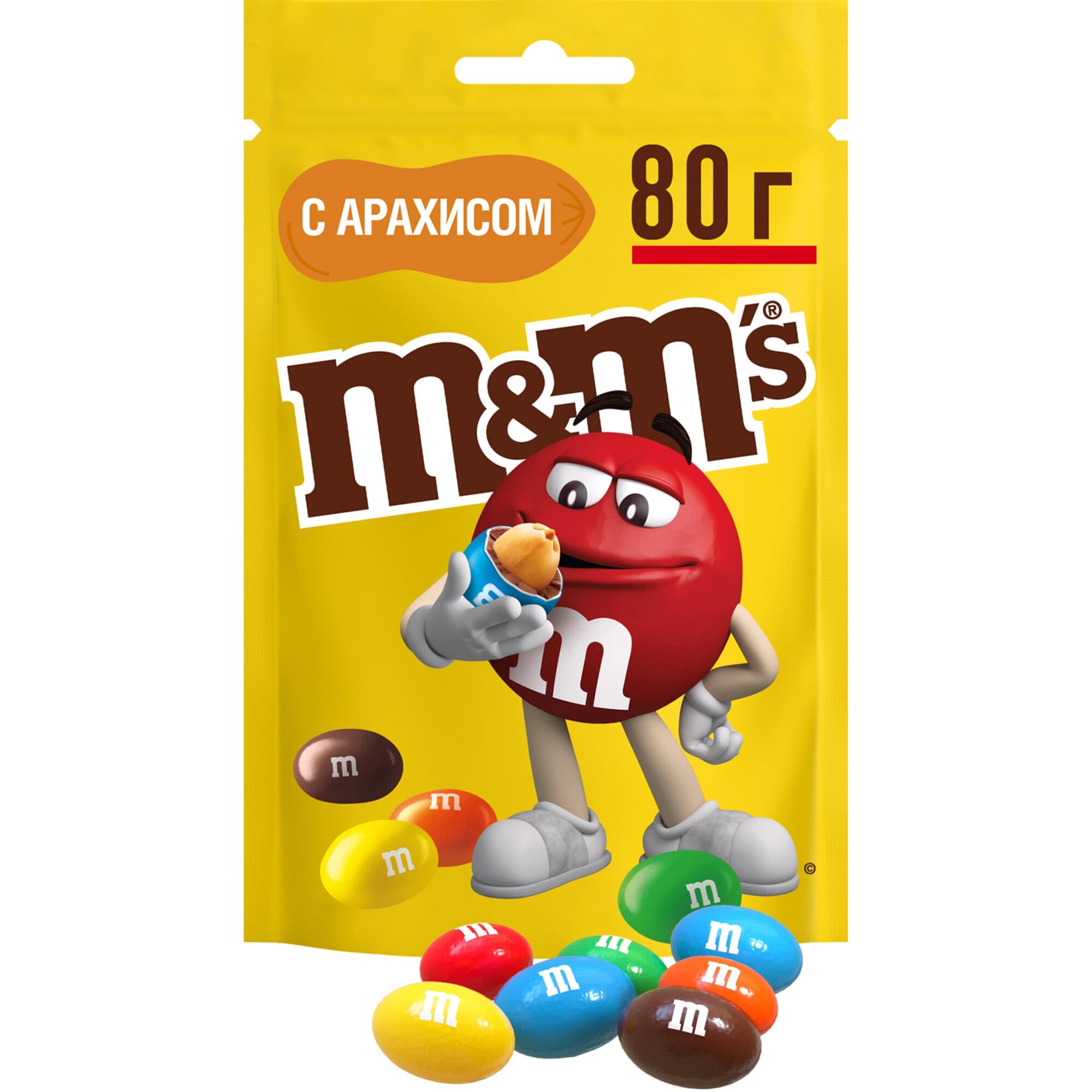 Конфеты M&M'S драже с арахисом и молочным шоколадом, 80 г