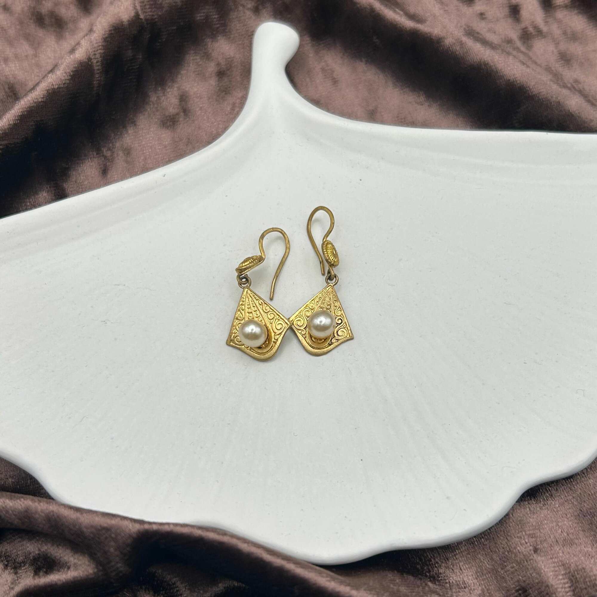 Советские винтажные серьги, позолота, имитация жемчуга