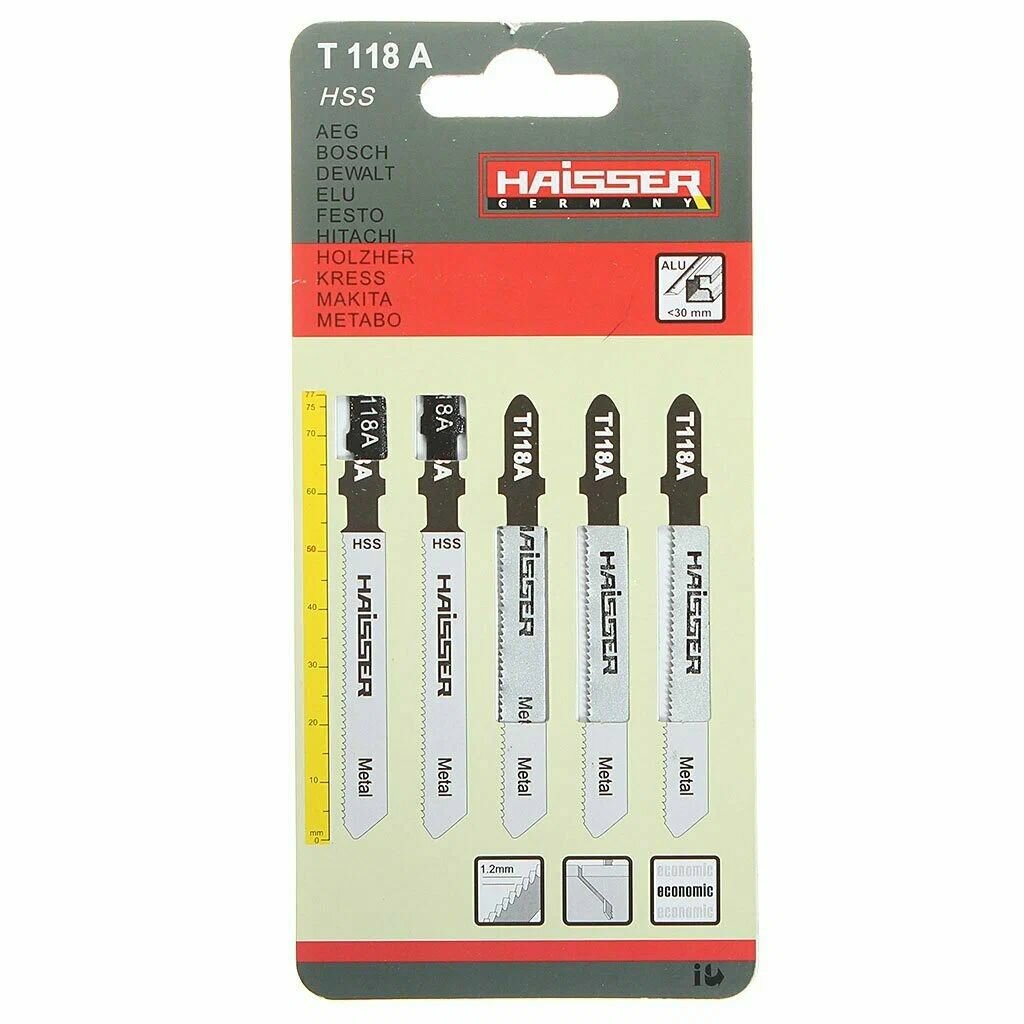Пилка для лобзика Haisser T118А, 5шт.