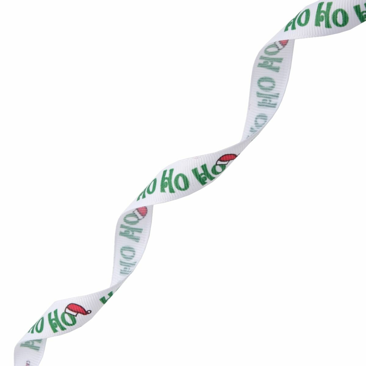 Лента репсовая 'HO HO HO', 15мм*22,5м (белый)