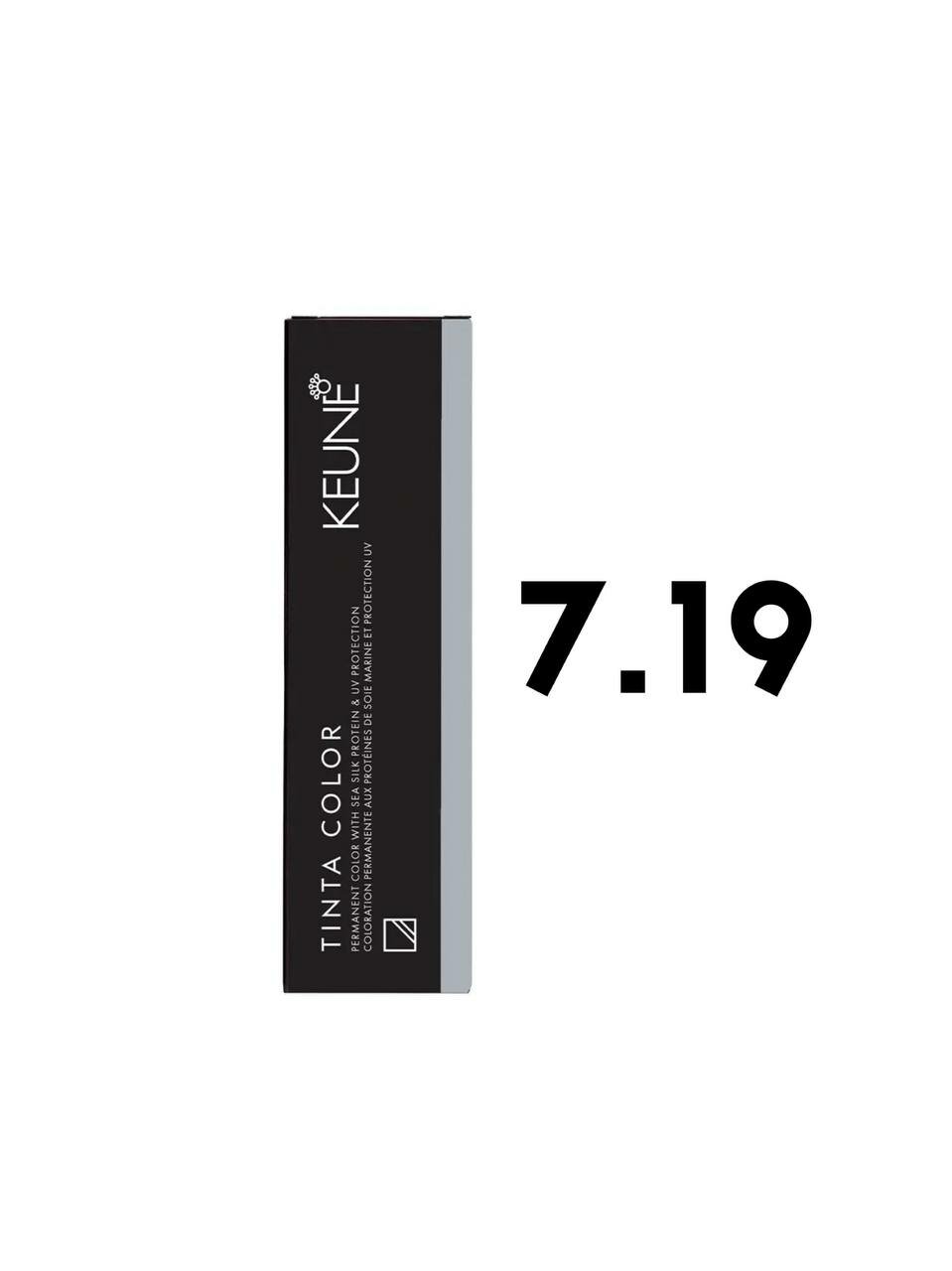 Keune Tinta Color 7.19 - Стойкая краска для волос средний матовый блондин 60 мл