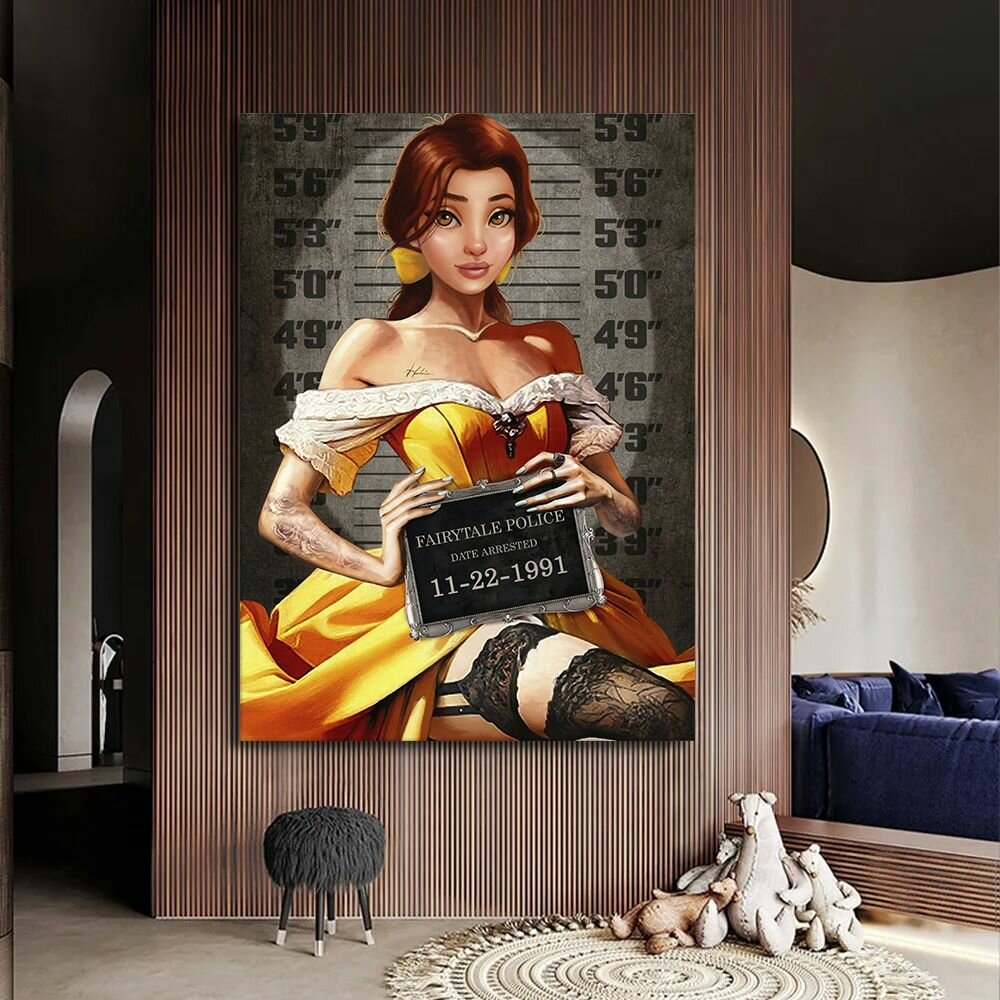 Красавица и чудовище / Картина девушка, картина на холсте девушка / в салон красоты, 20х30 см.