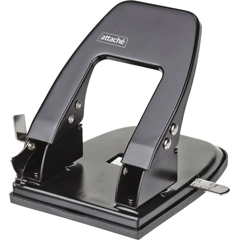 Attache Дырокол до 30 листов, с линейкой, цвет черный