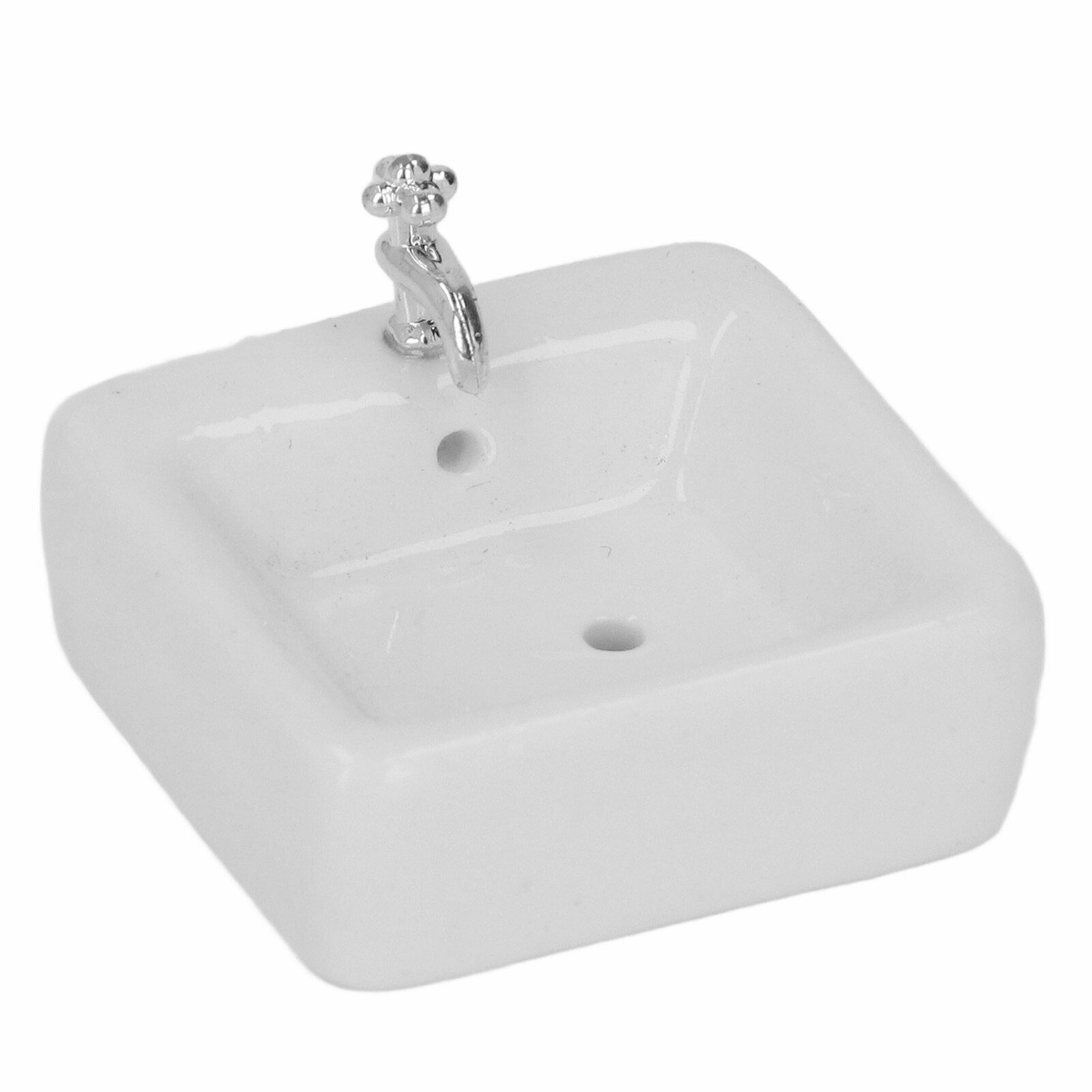 Раковина для ванной комнаты кукольного домика 1:12, керамическая, ручной работы, белая, для аксессуаров кукольного домика. Круглая.