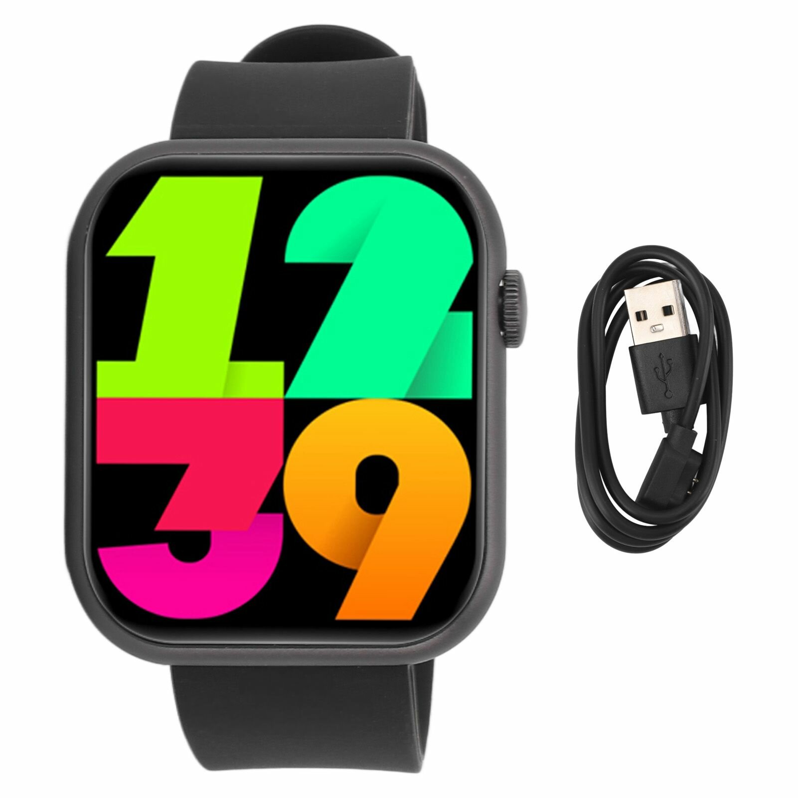 Смарт-часы 2.0" HD с голосовым управлением и музыкой, черные