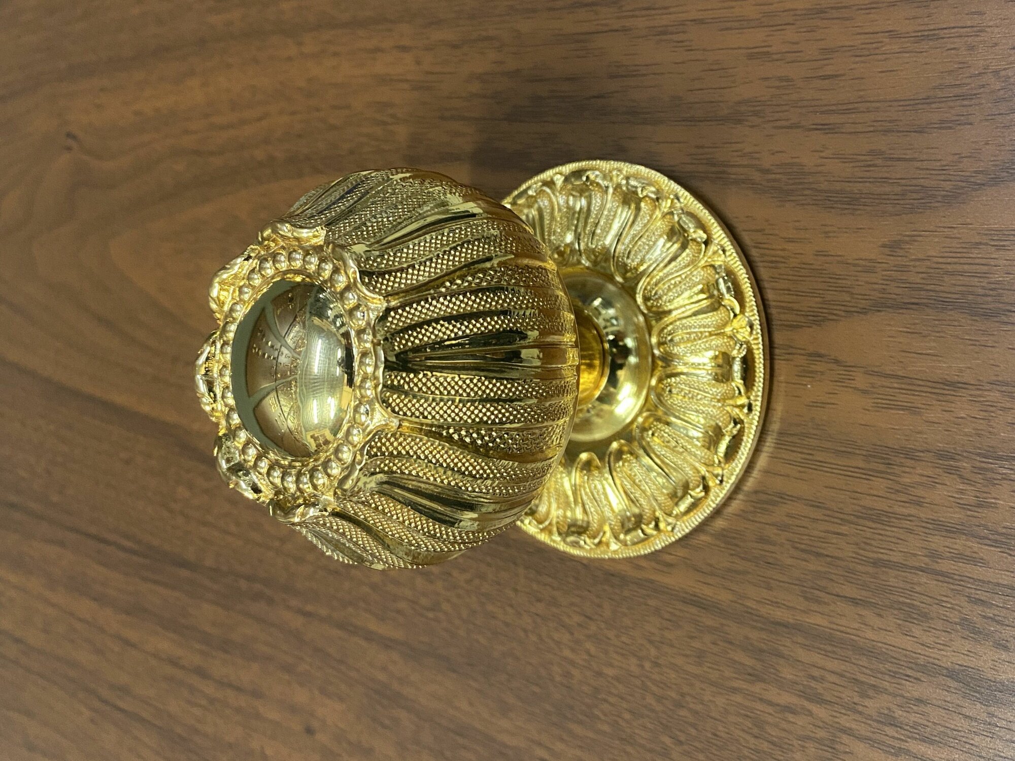 Ручка дверная парадная Flower d80мм круглая, золото 24 карата