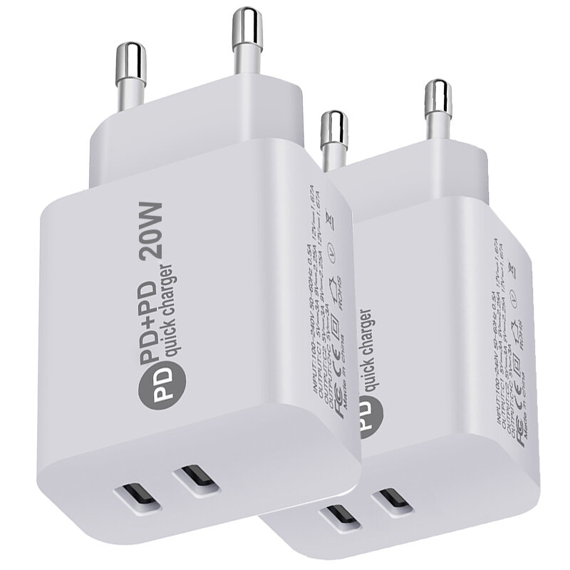 20 Вт EU plug Dual PD Charger для xiaomi 12 pro быстрое зарядное устройство для iphone 13 13 pro 12 11 type-c зарядное устройство для телефона iphone 14
