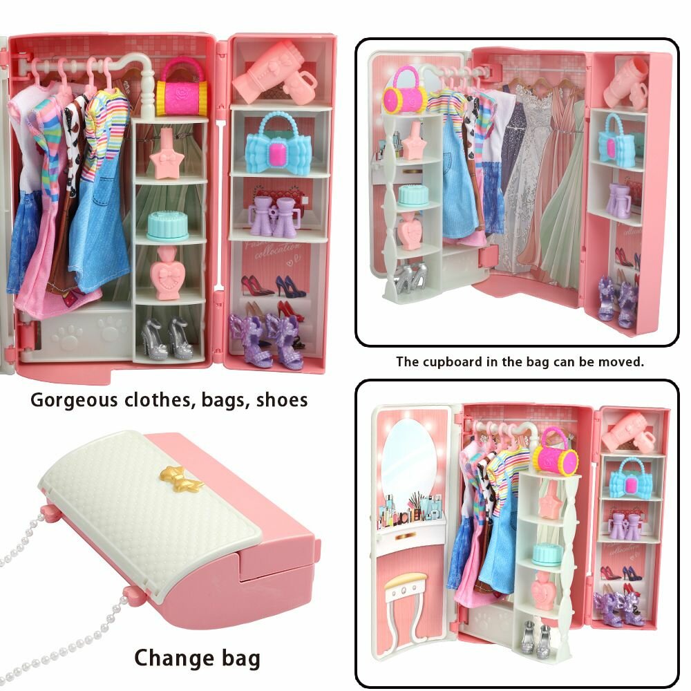 Набор одежды и гардероба для Барби, 31 предмет, в стиле сумочки, подарок для детей