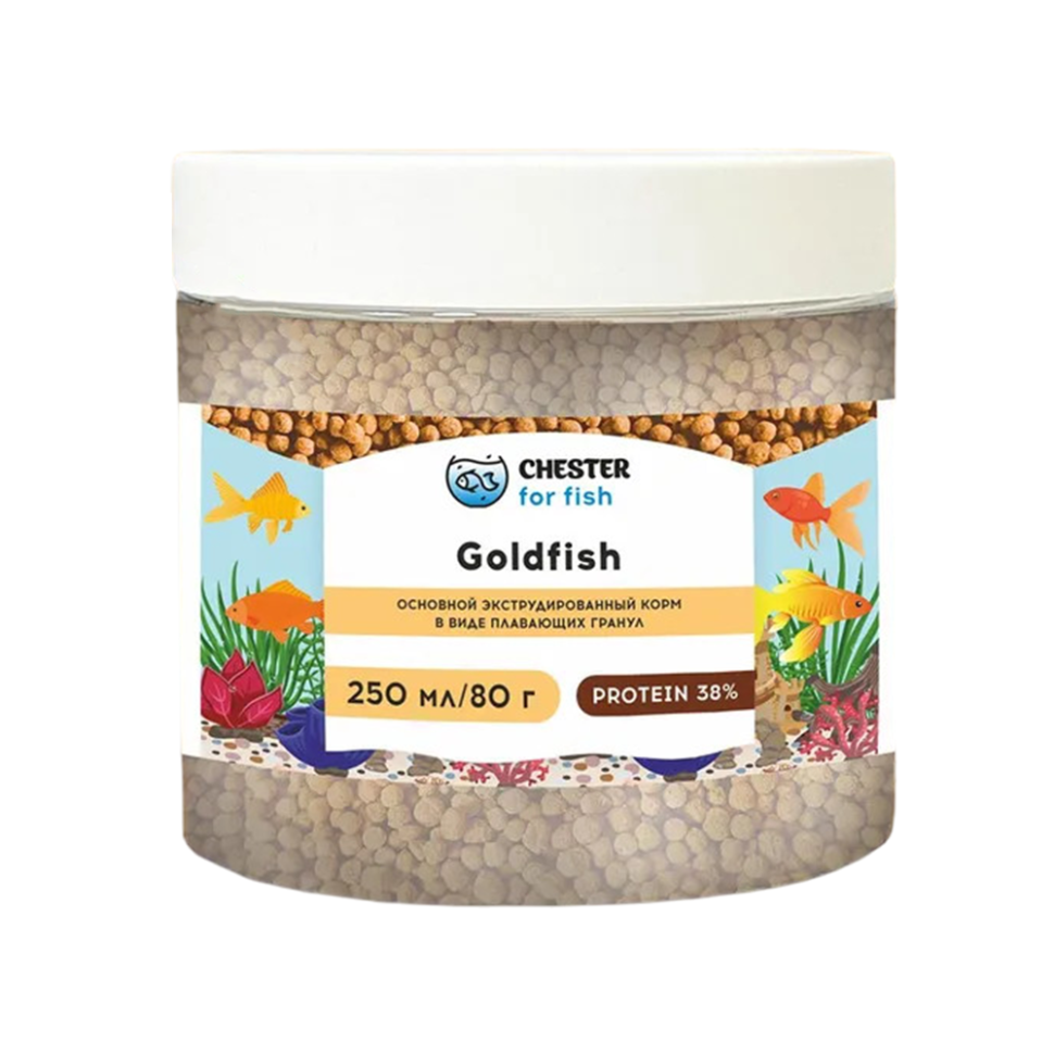 Chester for fish Goldfish корм для всех видов золотых рыбок в гранулах - 80 г