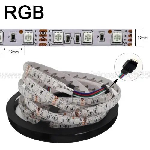 RGB светодиодная лента 5м, 12V DC, IP65 Waterproof