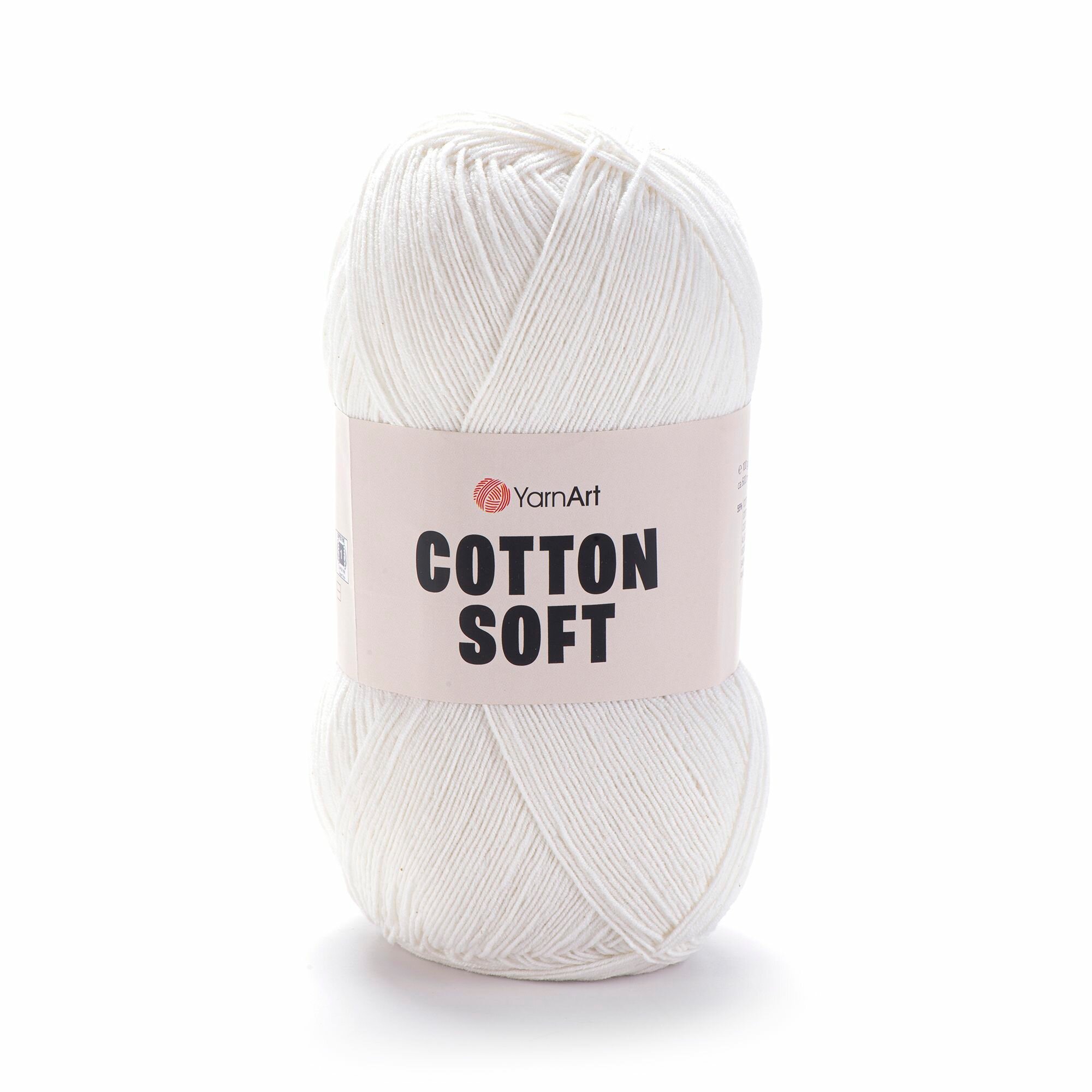 Пряжа Коттон Софт (Cotton Soft) упаковка 5 мотков 55% хлопок 45% полиакрил цвет 01 белый