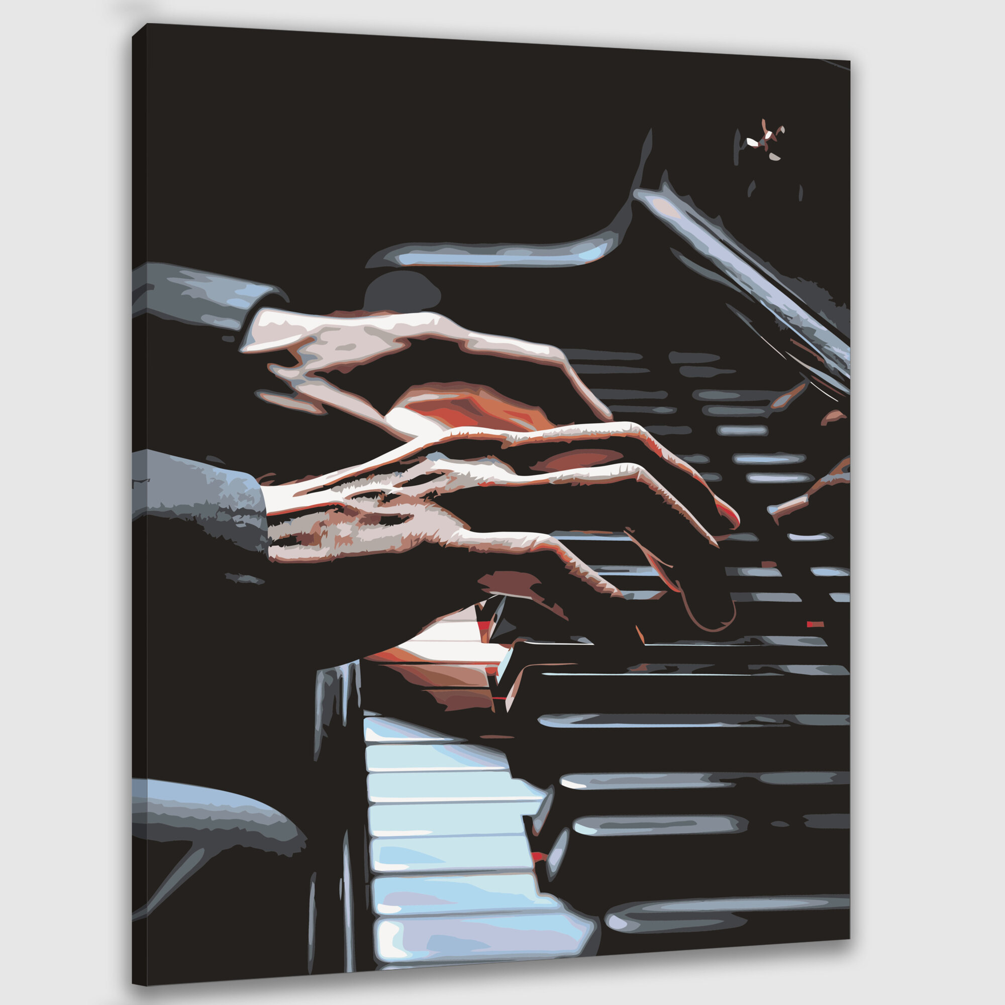 Картина по номерам 40x50 см, фотография, пианист, руки, клавиши, эмоции, музыка, выражение лица, интенсивность, страсть