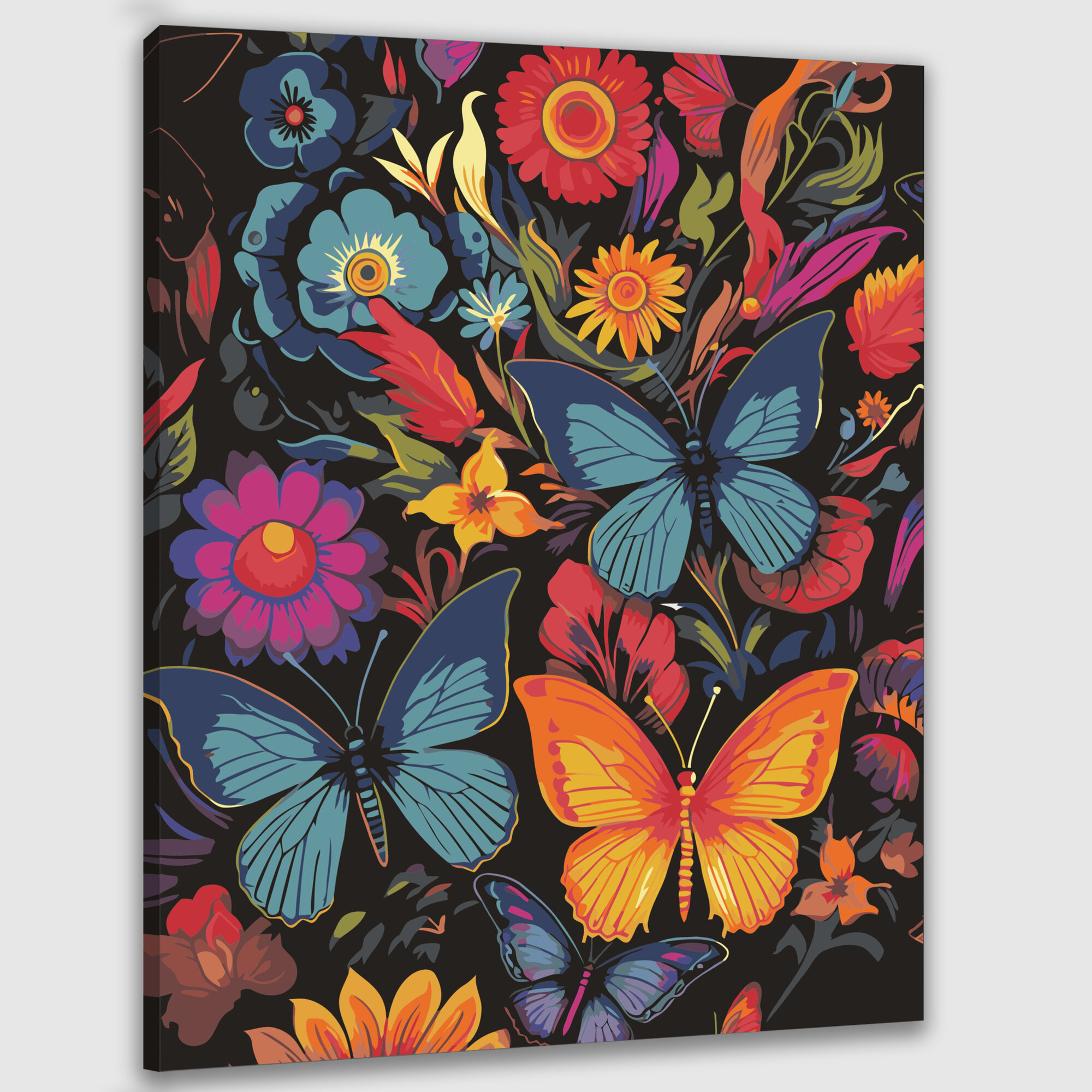 Картина по номерам 40x50 см, яркая, цифровая картина, причудливый сад, калейдоскоп, разноцветные бабочки