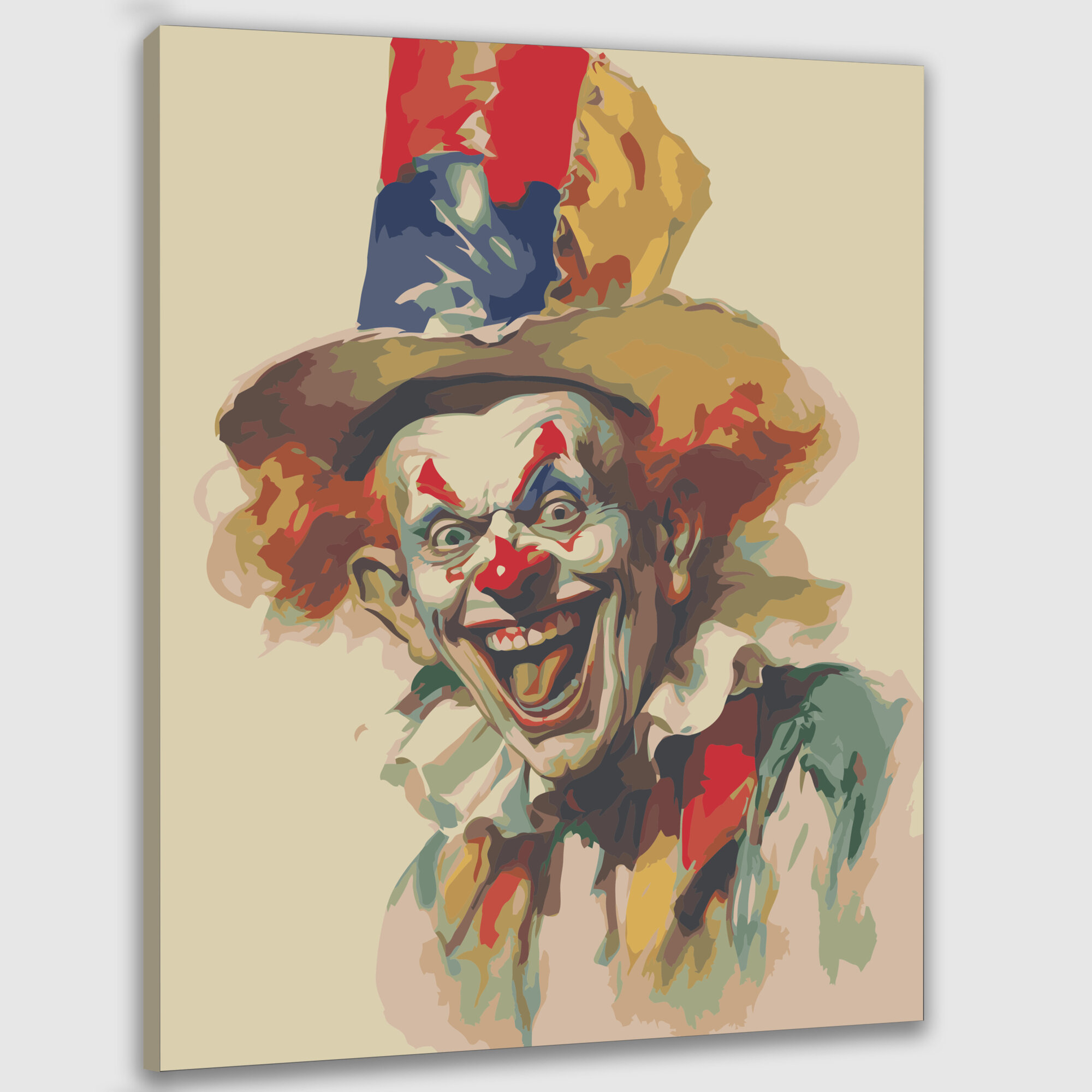 Картина по номерам 40x50 см, шут, иллюстрация, озорной, красочный, шутовской наряд, остроконечная шляпа, улыбка