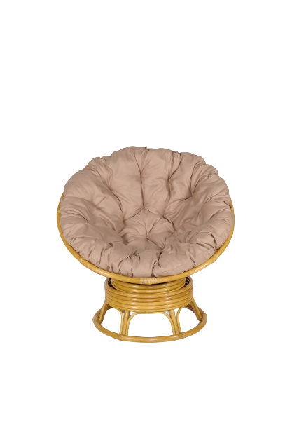 Кресло-качалка вращающееся Мебельторг Папасан Roker D100 Каркас медовый/Подушка бежевая