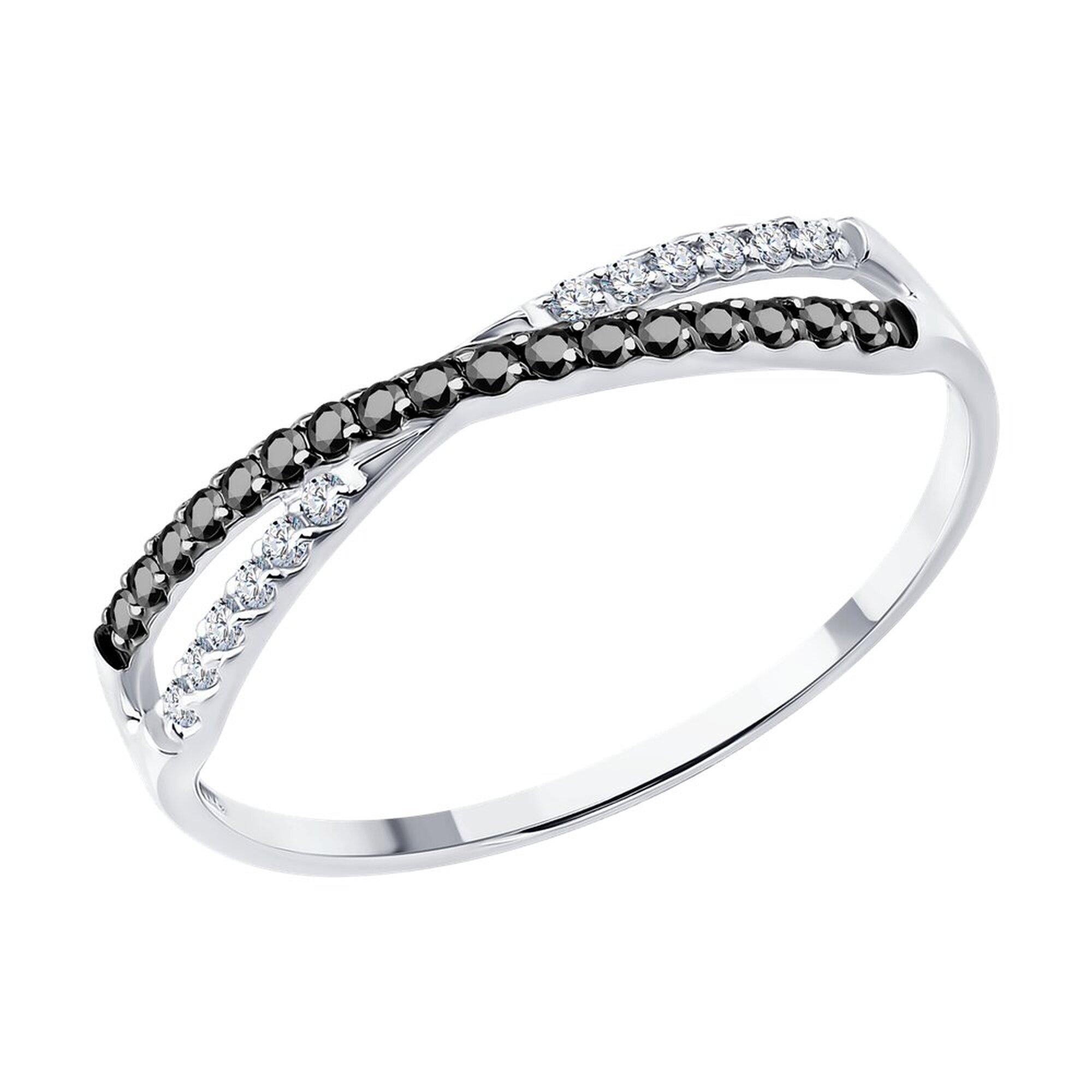 Кольцо дорожка, белое золото, 585 проба, фианит