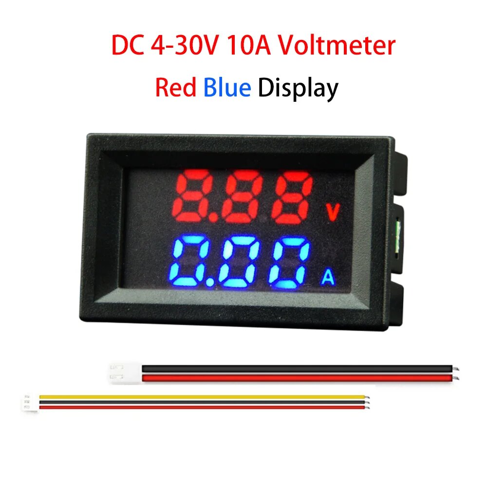 Gaqqee Цифровой вольтметр амперметр red blue 10A