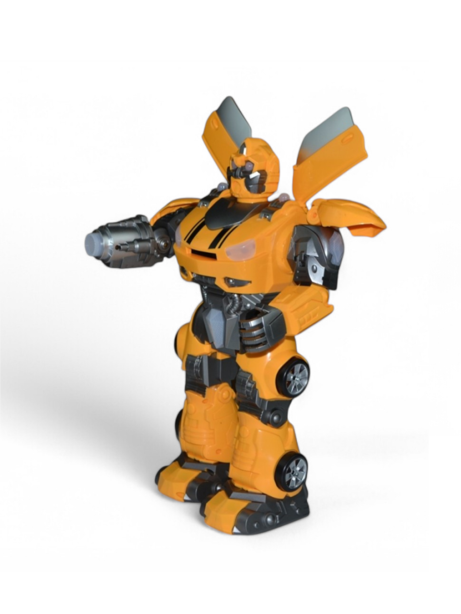 Радиоуправляемый робот-трансформер Defatoys 6021, стреляет дисками, желтый, 38см