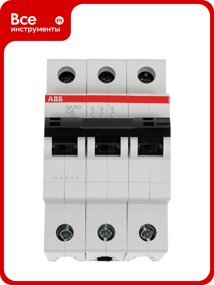 Автоматический выключатель ABB 3-полюсной sh203 c 6 2CDS213001R0064